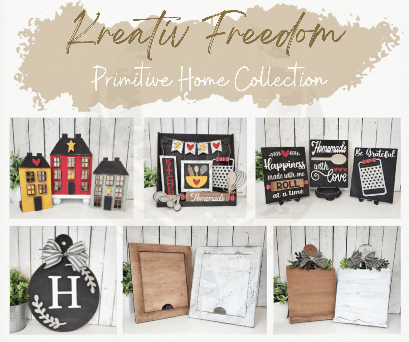 Primitive Home DIY Wood Craft Bundle – Rustic Kitchen & Farmhouse Decor ...